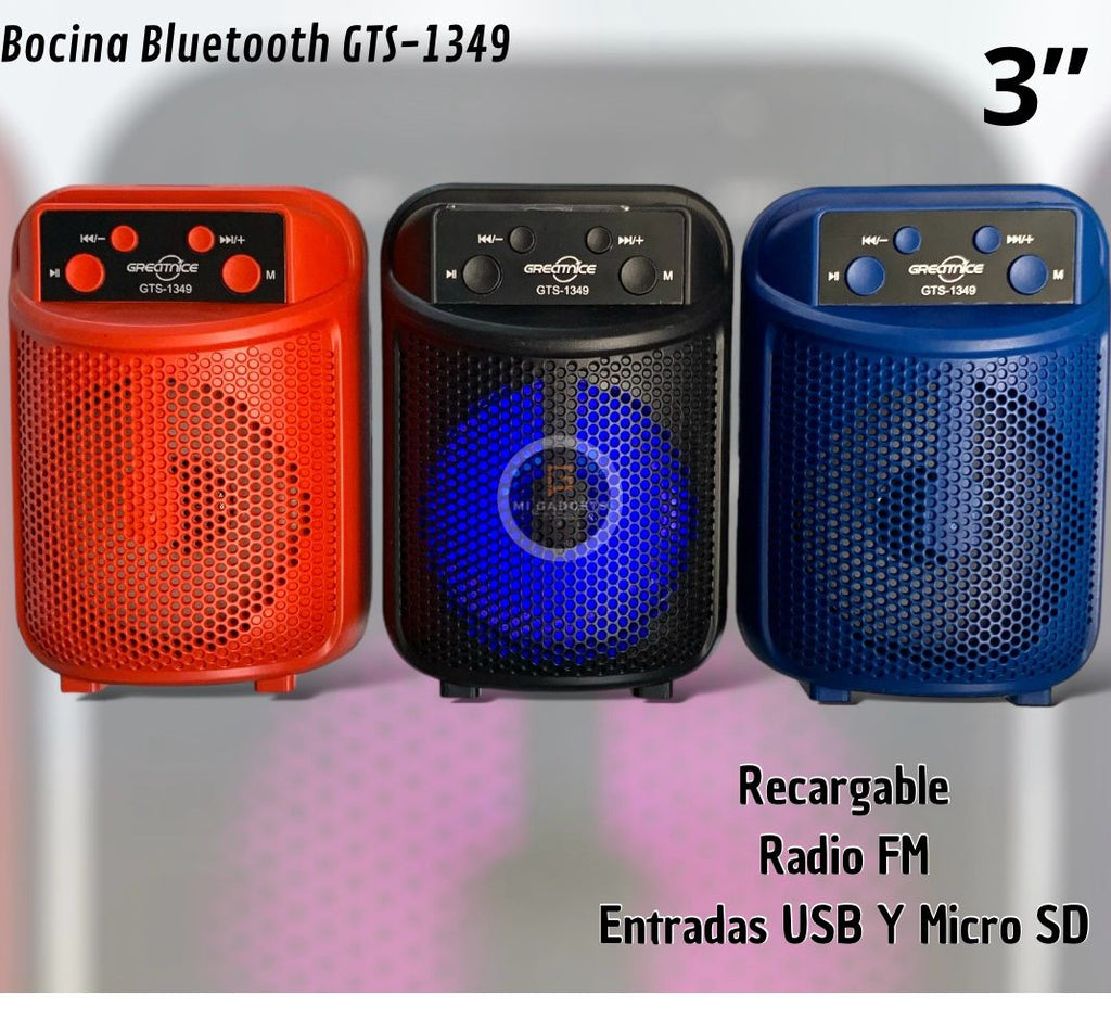 Bocina Bluetooth 3'' GTS-1349 | MIGADGET.MX