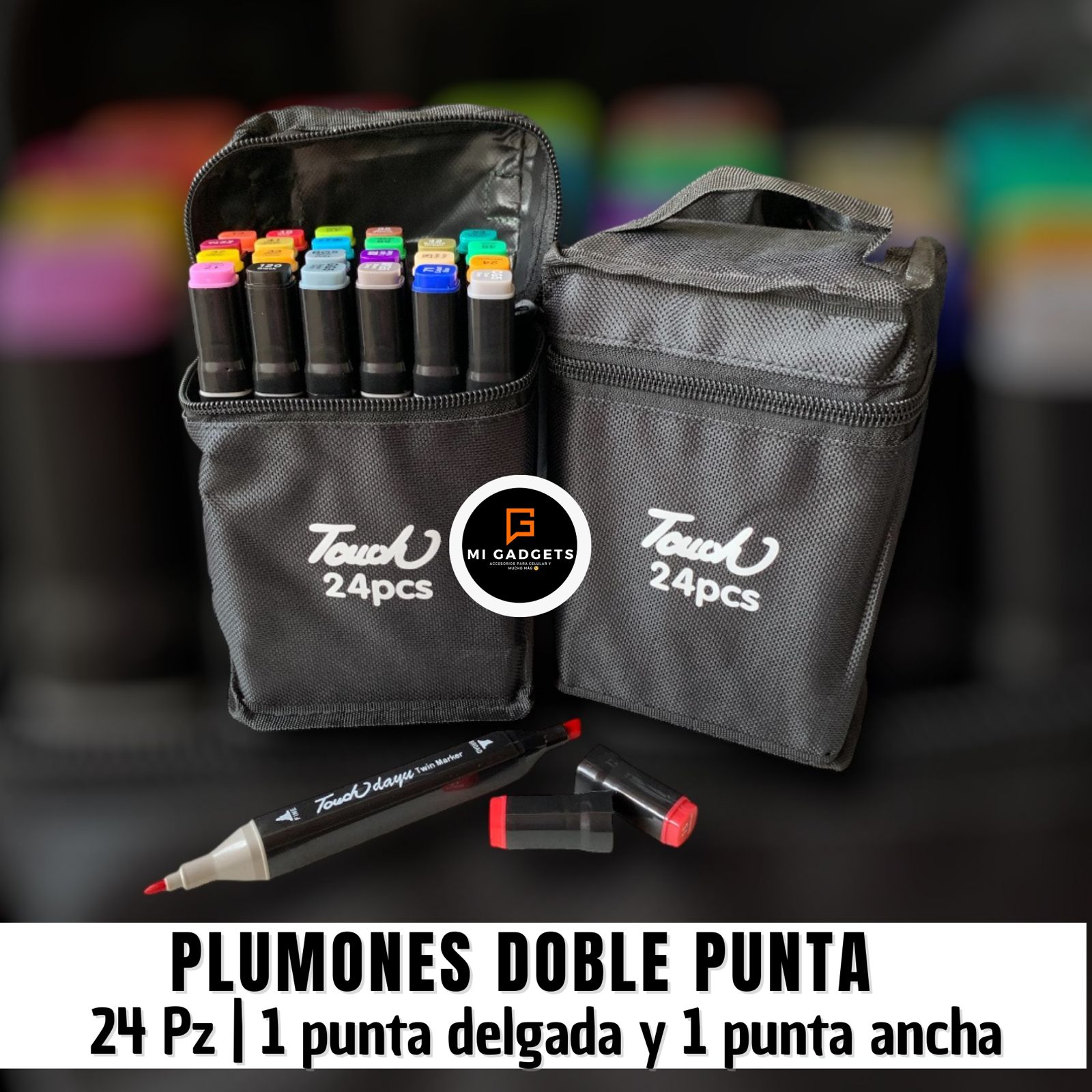 Plumones Touch Doble Punta 24 Pz | MIGADGET.MX