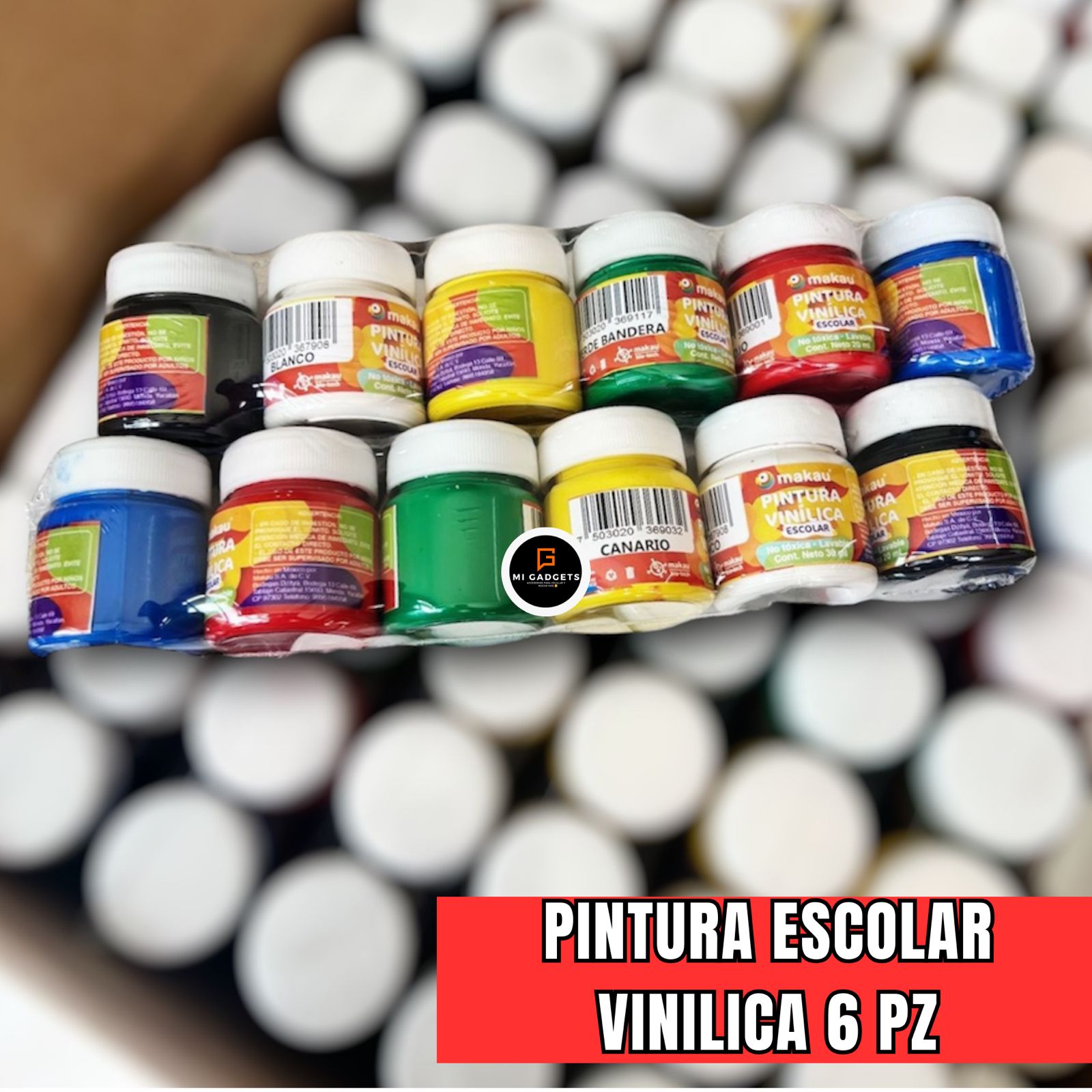 Set Pinturas Escolares Vinilicas 6pz Migadget Mx