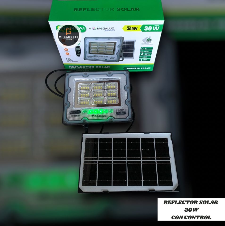 Reflector Solar 30W CON CONTROL TRS-06 – MIGADGET.MX