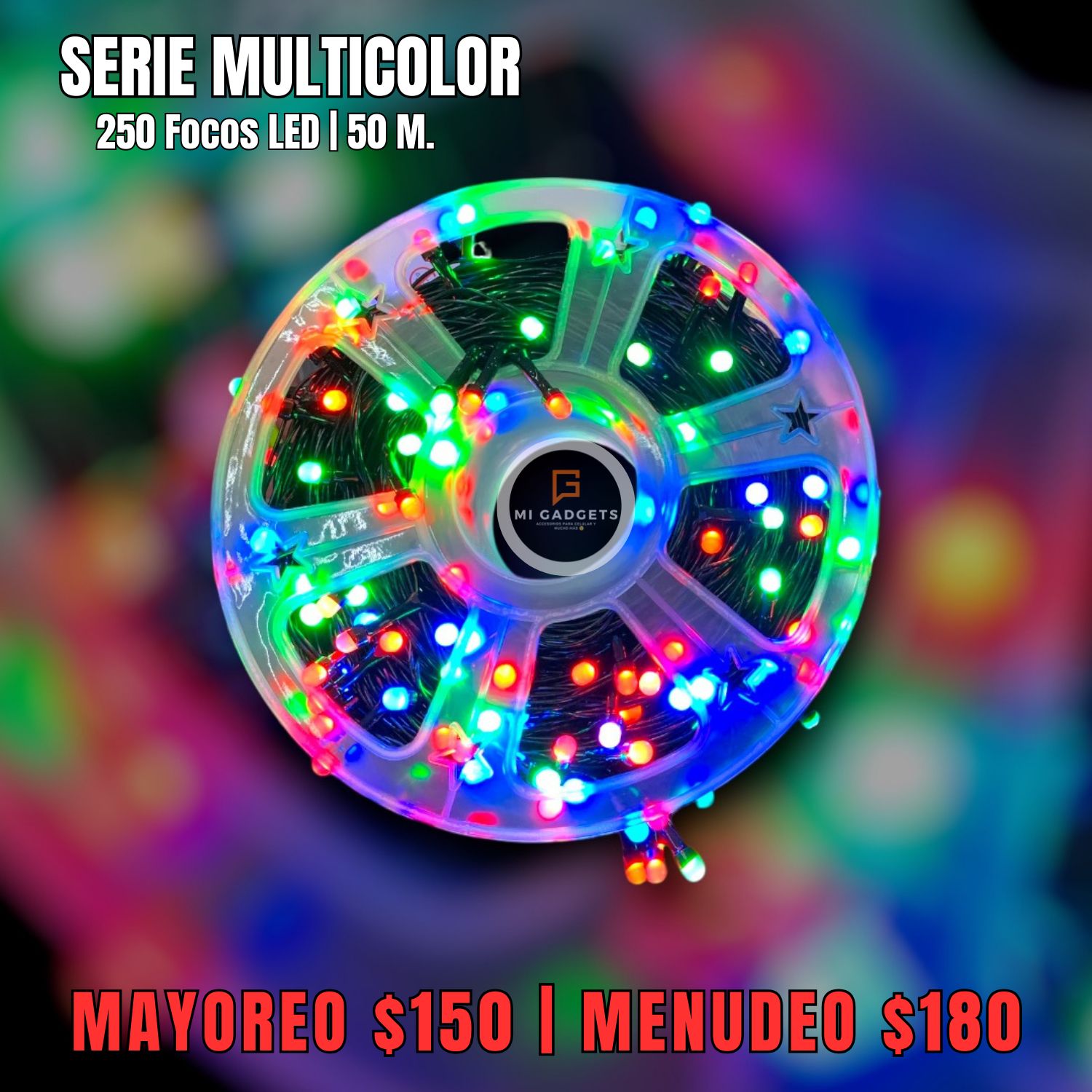 Serie De Foquitos Multicolor 250 Focos LED | 50M | MIGADGET.MX